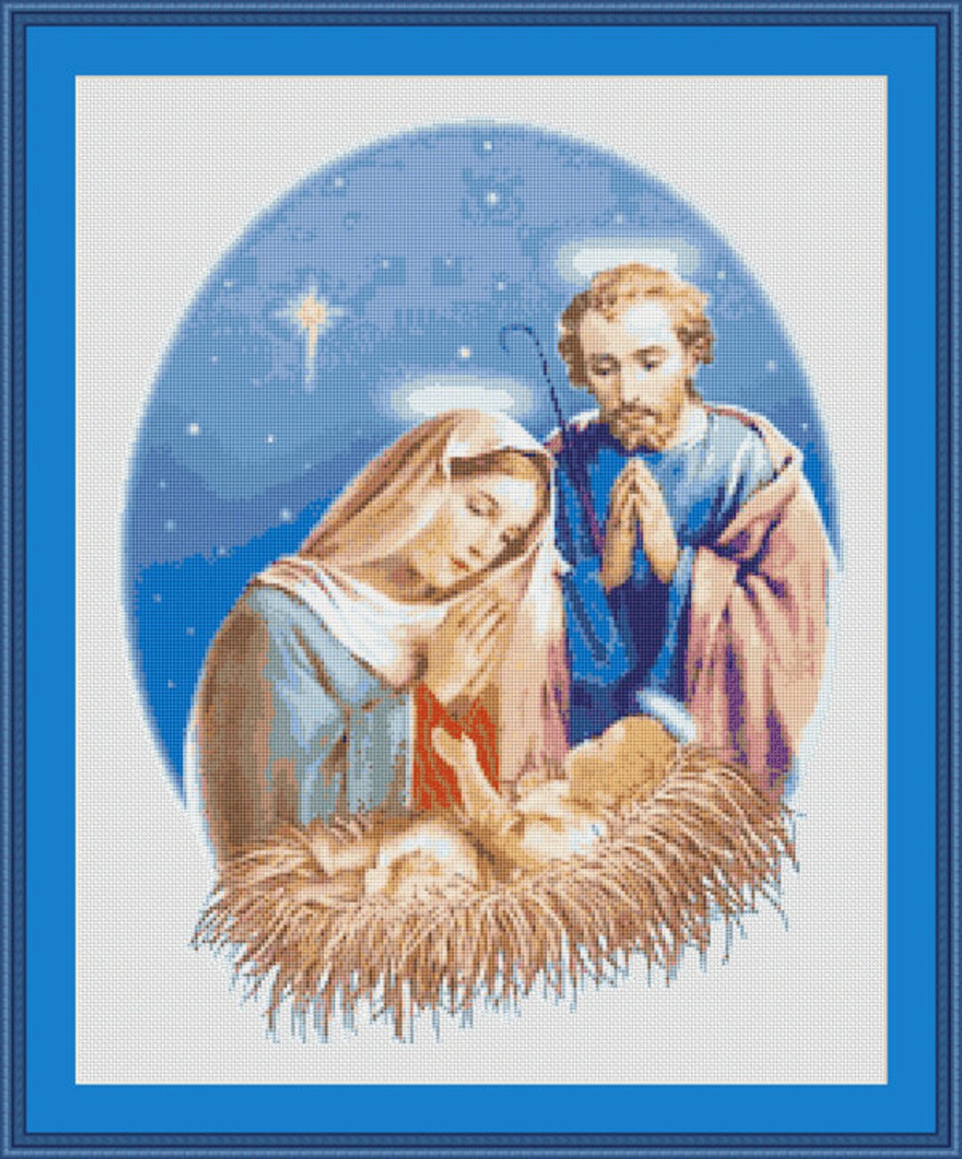 Holy Family Mary Joseph Baby Jesus Christmas Counted Cross Stitch ...