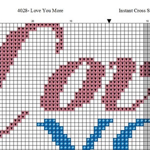 Love You More Quote Saying Counted Cross Stitch Pattern (7 X 4.57 in or ...