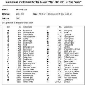 Girl With Her Pug Puppy Counted Cross Stitch Pattern in PDF for Instant ...