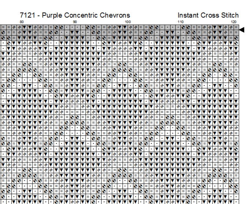 Purple Concentric Chevrons Quilt Counted Cross Stitch Pattern (10.29 X ...