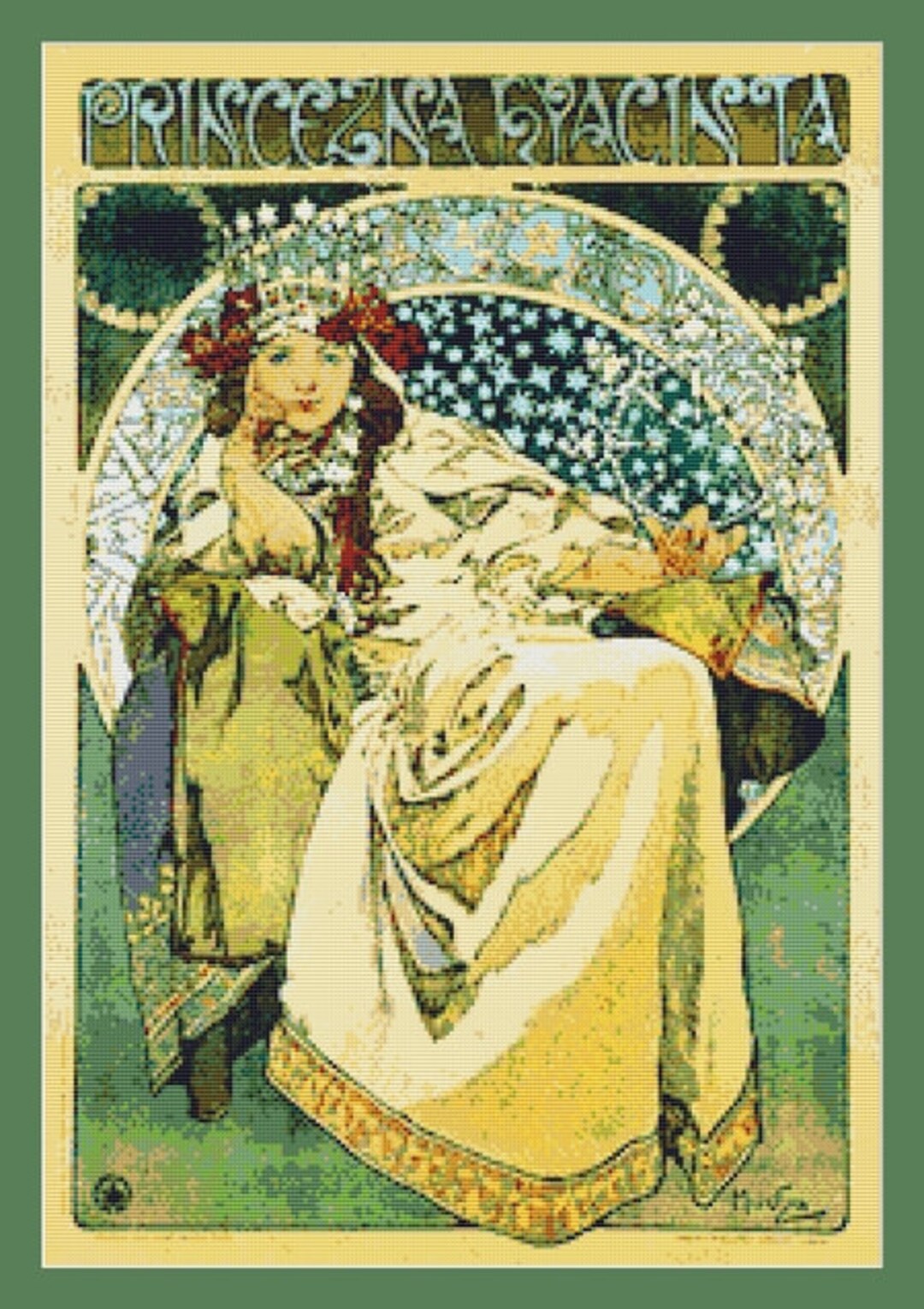 Hyacinta by Alphonse Mucha Cross Stitch Pattern in PDF for Instant ...