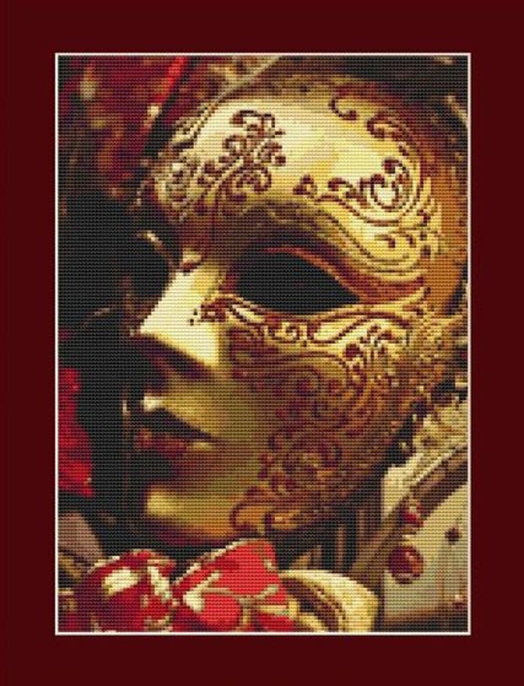 Golden Lady Mask Counted Cross Stitch Pattern in PDF for Instant ...