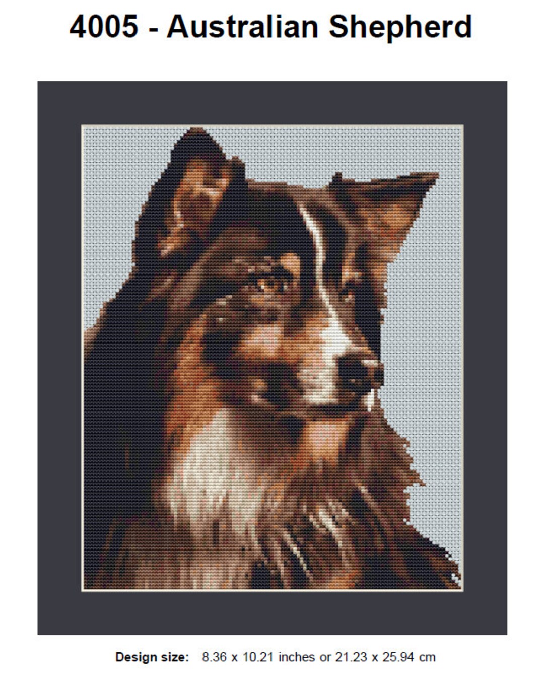 Australian Shepherd Dog Counted Cross Stitch Pattern (8.36 X 10.21 ...