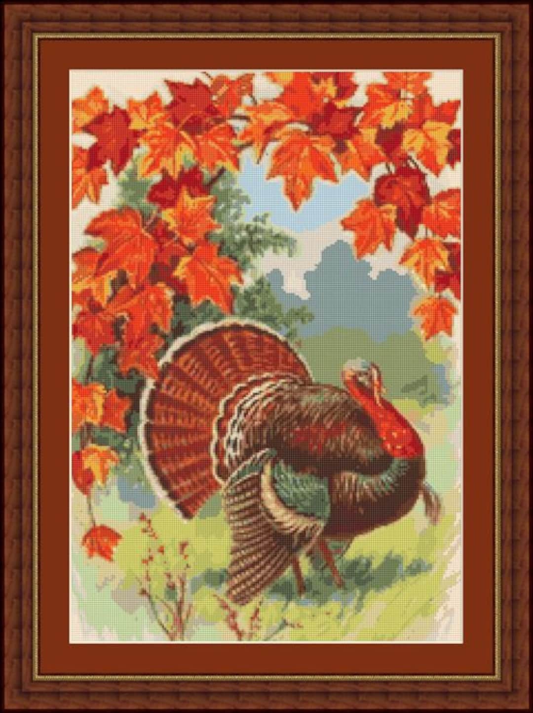 Autumn Turkey Bird Counted Cross Stitch Pattern in PDF for Instant ...