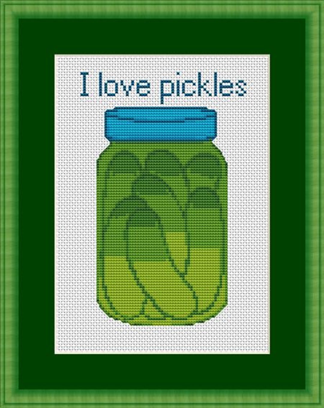 Jar of Pickles I Love Pickles Counted Cross Stitch Pattern in PDF for ...