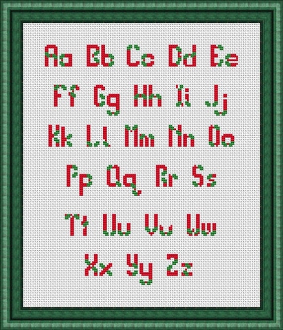 Christmas Alphabet Counted Cross Stitch Pattern In Pdf For Etsy
