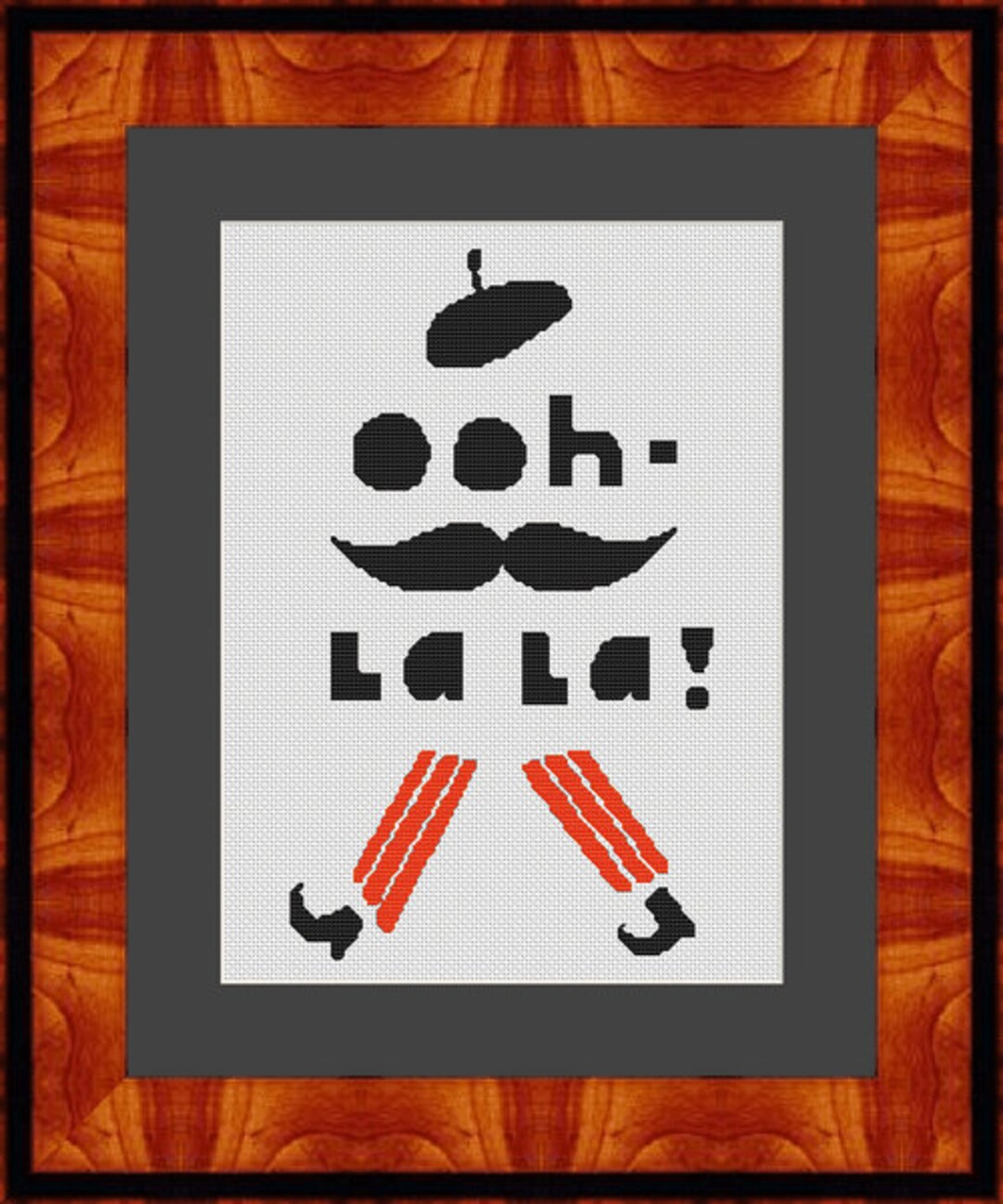 Ooh La La French Mustache Counted Cross Stitch Pattern in PDF for ...