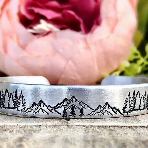 TREE Bracelet Cuff Forest Tree Jewelry Hand Stamped Cuff | Etsy