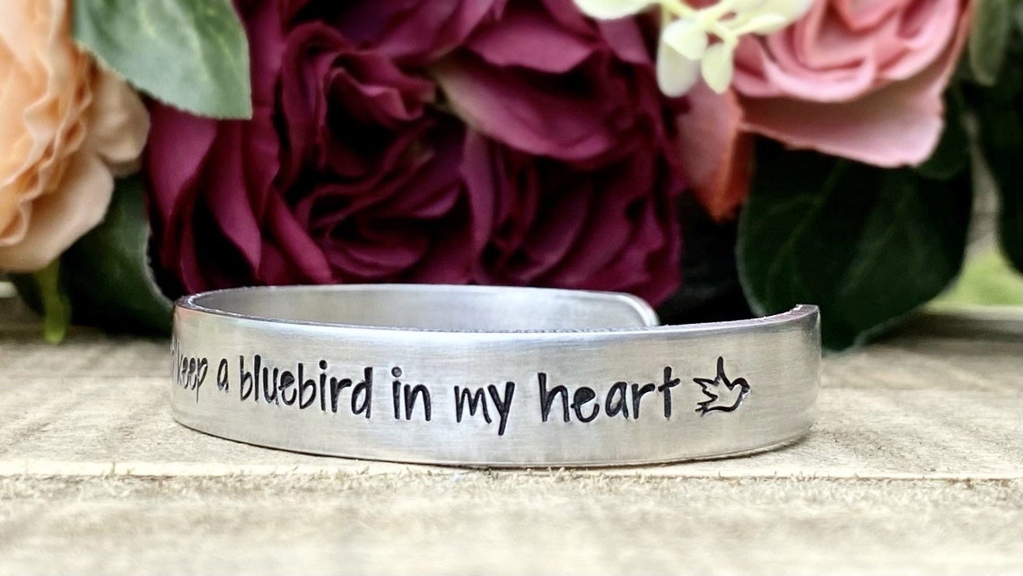Aluminum| Bluebird | Hand Stamped | Bracelet Cuff | Song Lyrics - Etsy