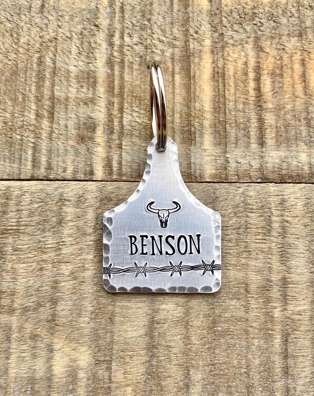 Aluminum Pet ID Tag | Bull Skull Barbwire Cattle Tag | Dog Tag | Pet ...