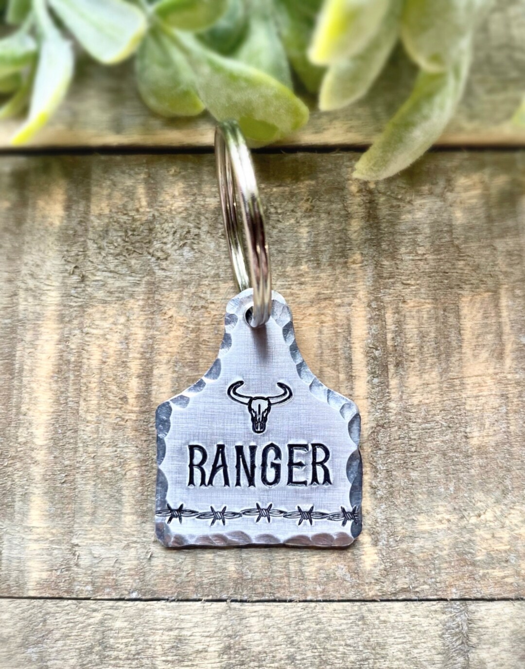 Aluminum Pet ID Tag Bull Skull Barbwire Cattle Tag Dog Tag Pet Tag Farm ...