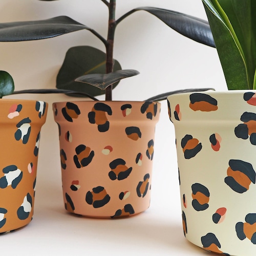 Large Leopard Print Hand Painted Plant Pot | Etsy