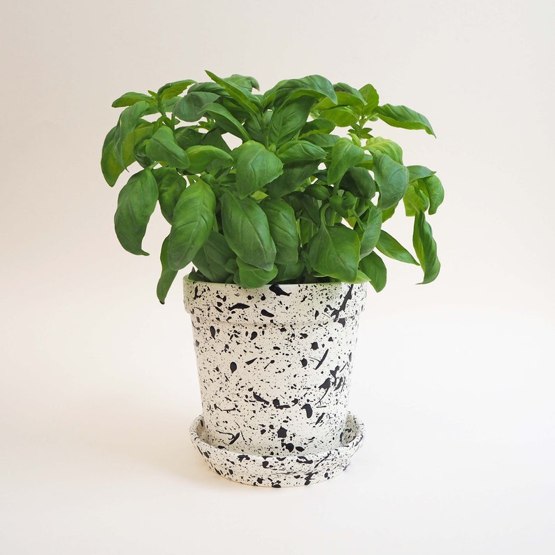 Medium Splatter Ceramic Plant Pot & Dish - Choose Your Colours - Etsy