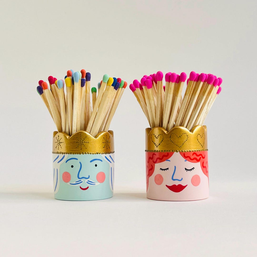King and Queen Matchstick Pot - Etsy