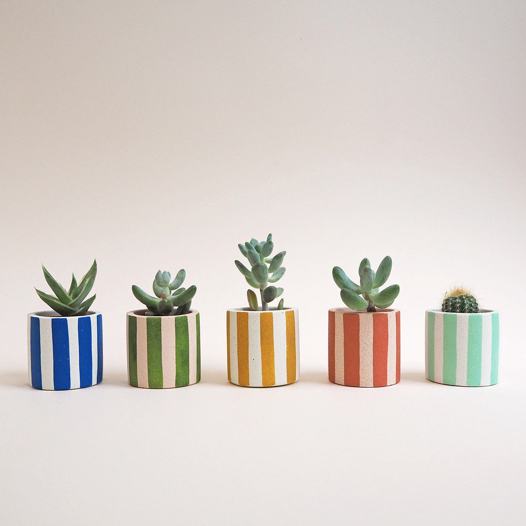 Mini Stripy Pot / Tealight Holder - Choose Your Colours - Etsy