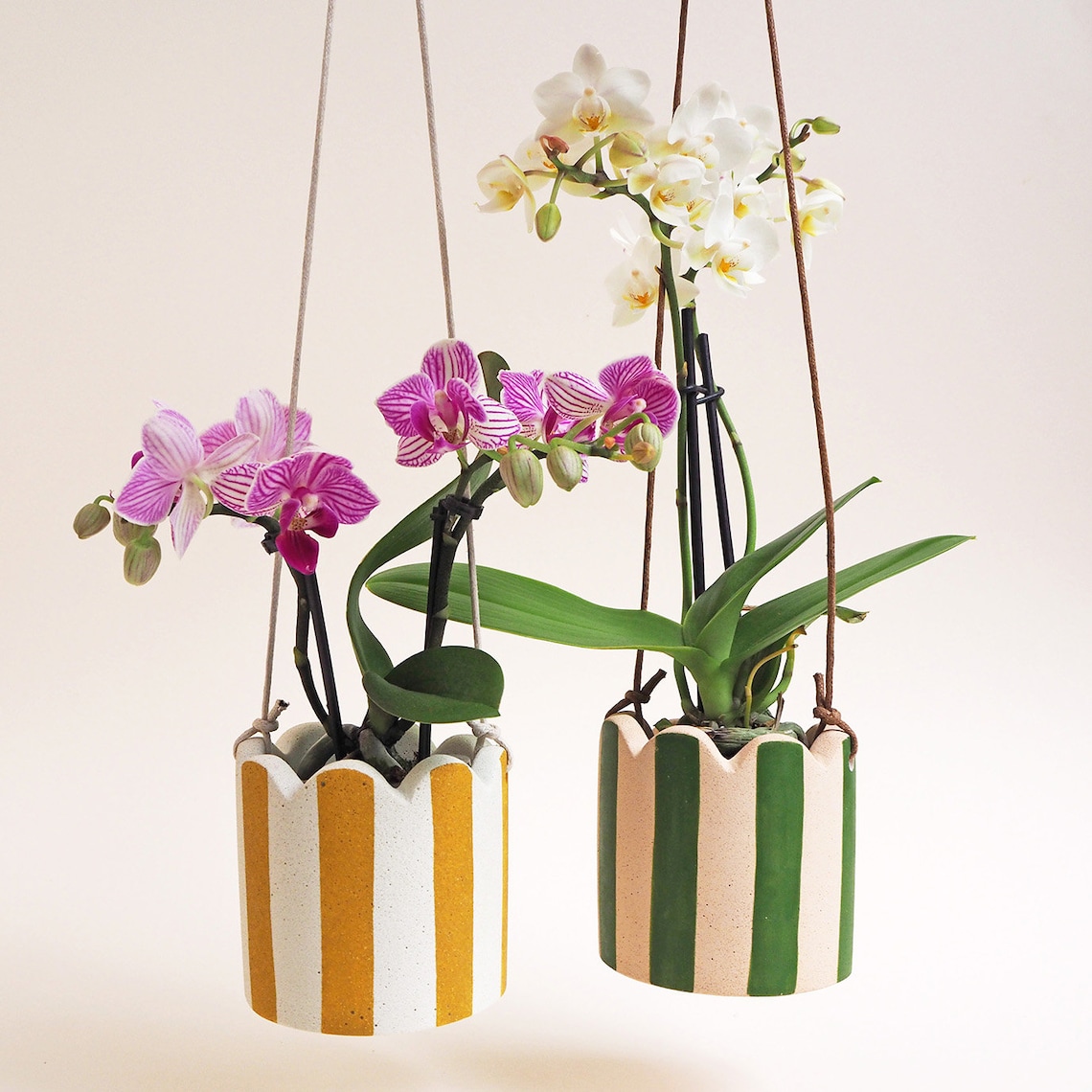 Small Stripy Hanging Pot Choose Your Colours - Etsy