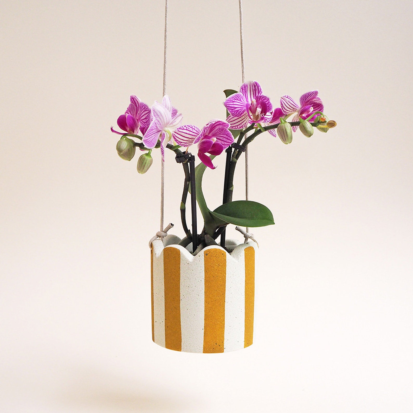 Small Stripy Hanging Pot - Choose Your Colours - Etsy
