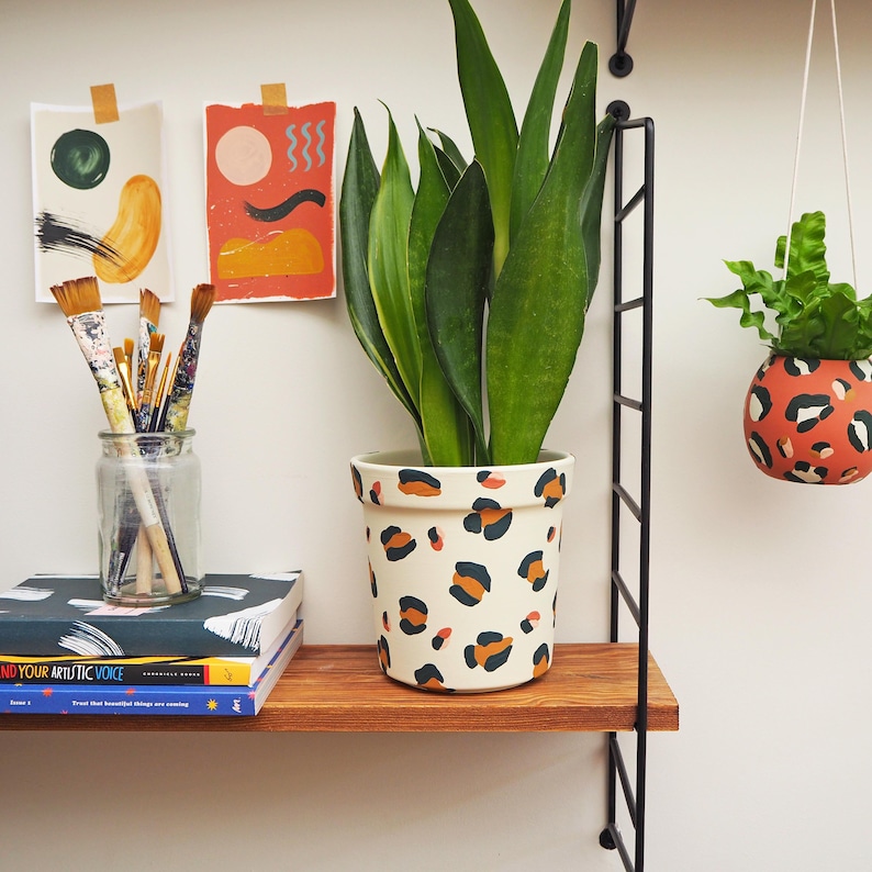 Large Leopard Print Hand Painted Plant Pot - Etsy