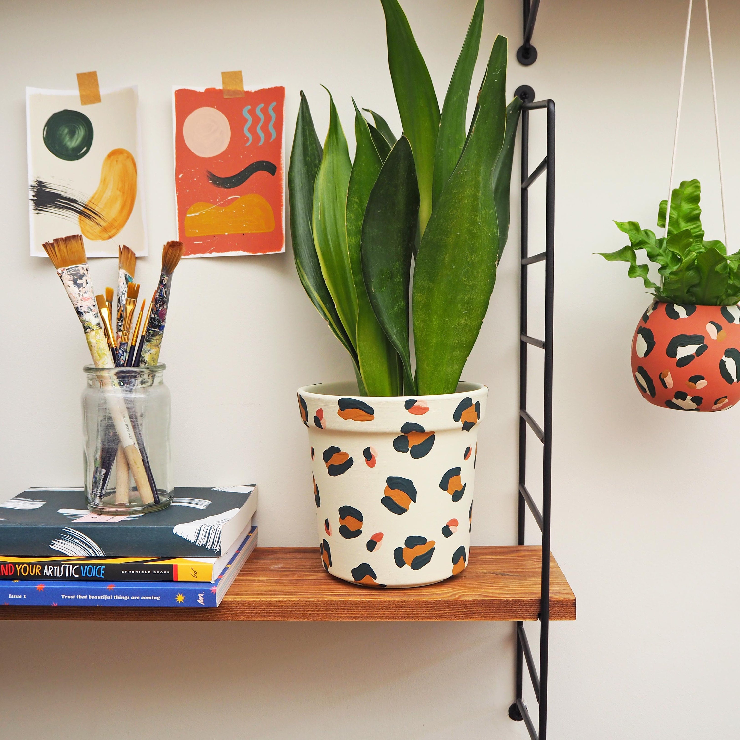 Large Leopard Print Hand Painted Plant Pot - Etsy