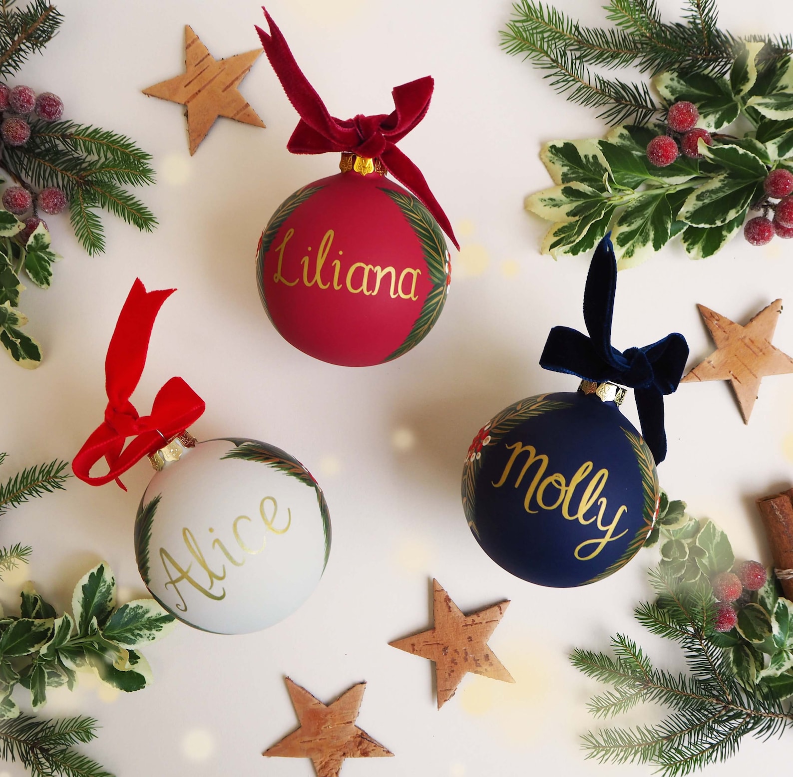 Large Luxury Hand Painted Personalised Ceramic Bauble With Gift Box ...
