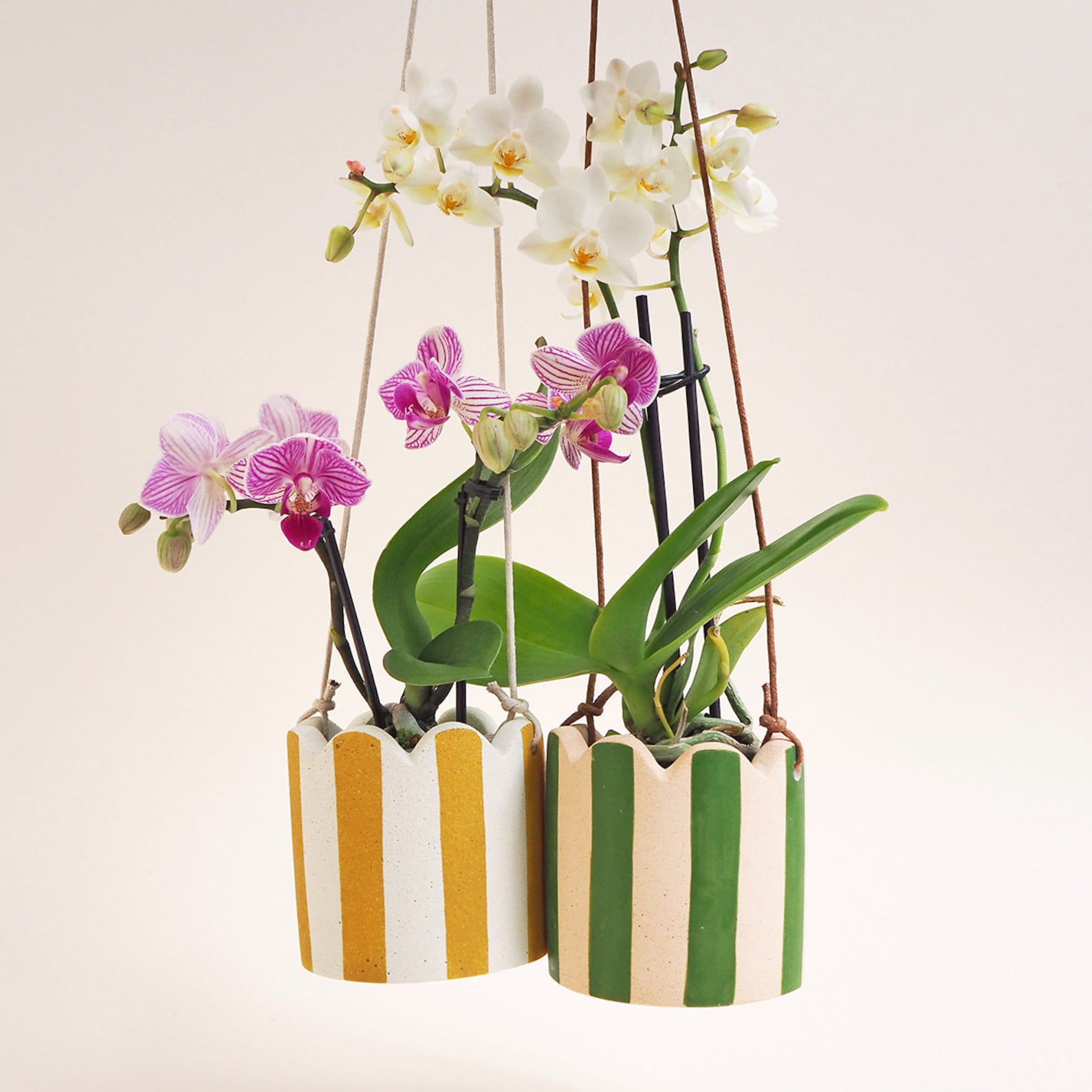 Small Stripy Hanging Pot - Choose Your Colours - Etsy