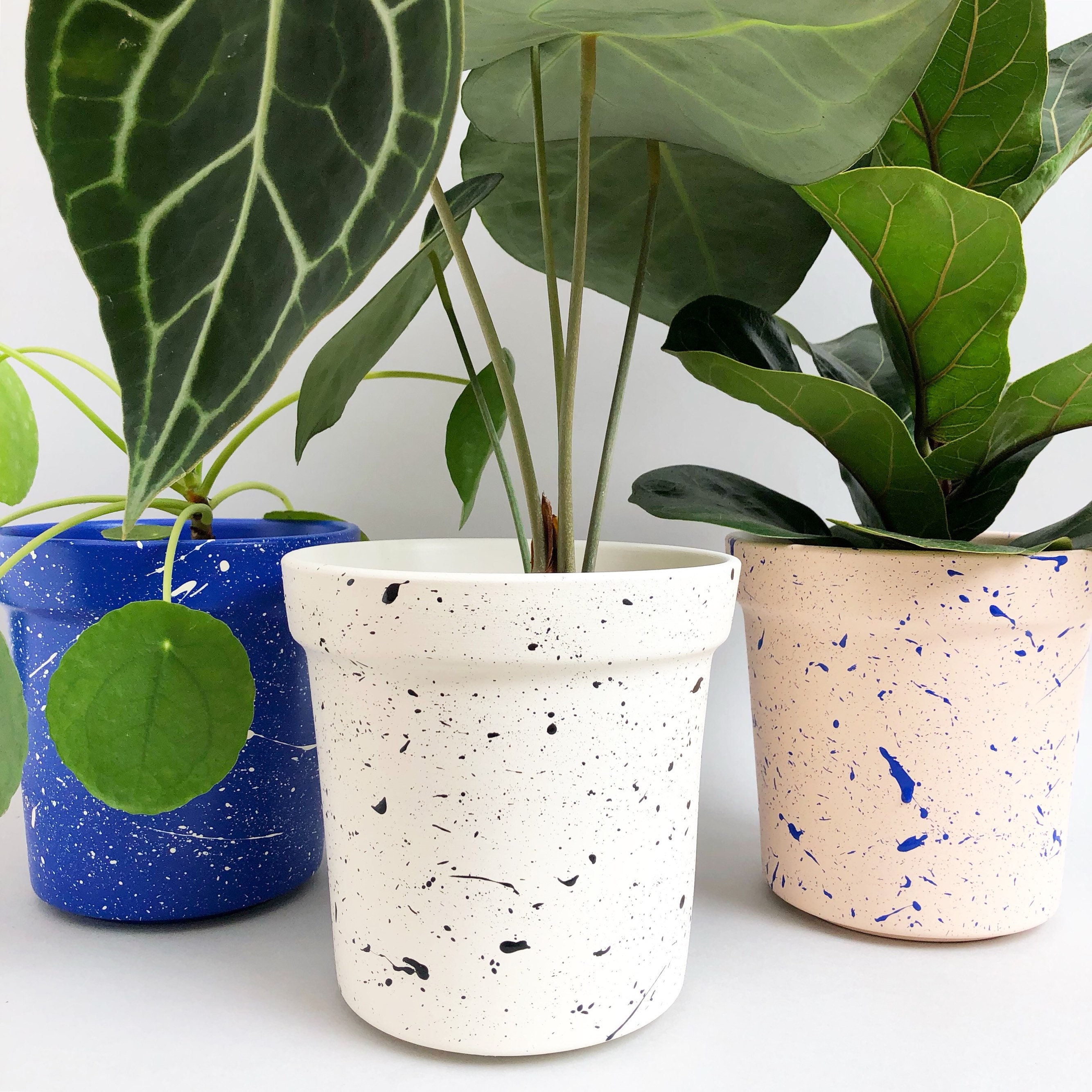 Large Splatter Ceramic Plant Pots Choose Your Colours | Etsy UK