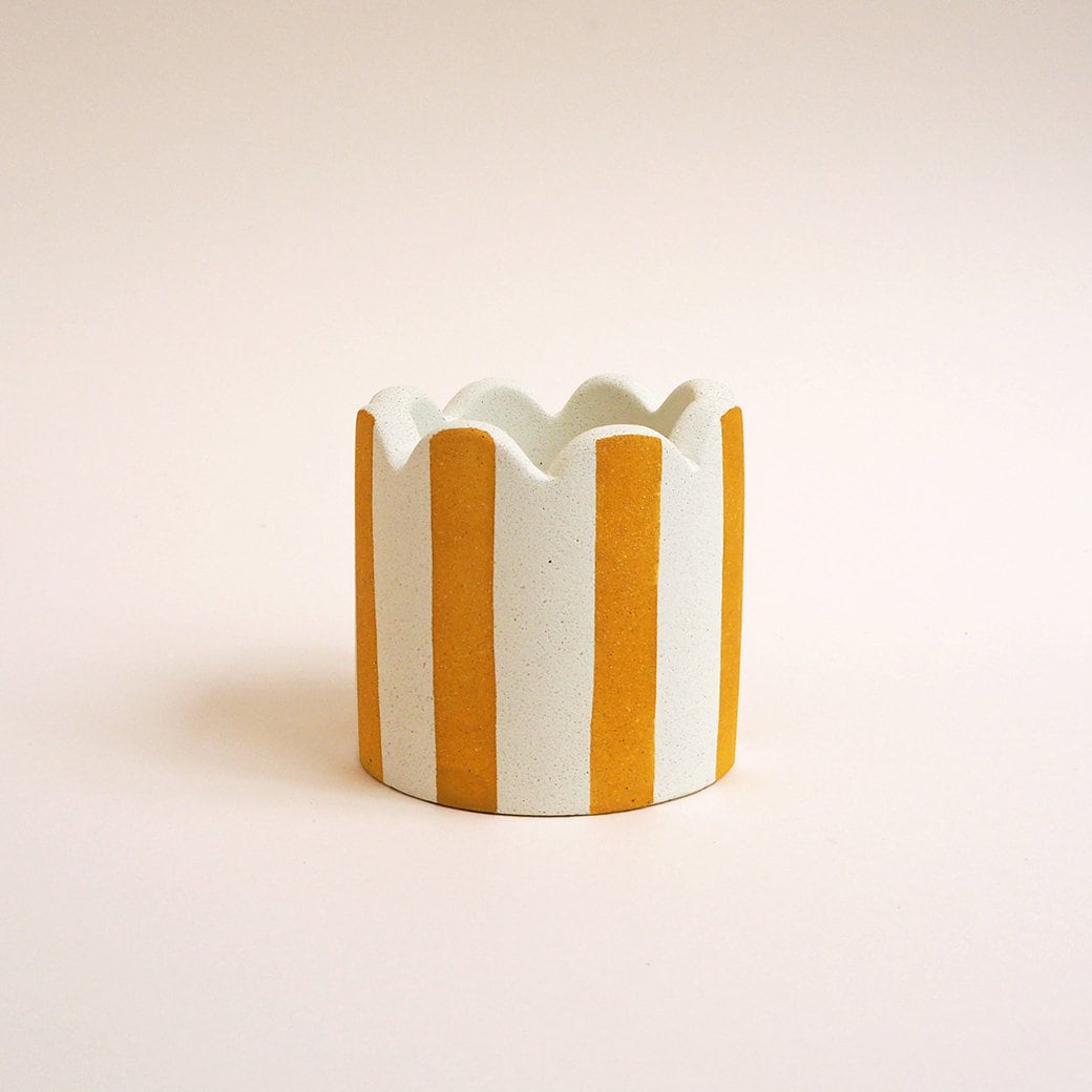 Small Scalloped Stripy Pot Choose Your Colours - Etsy UK
