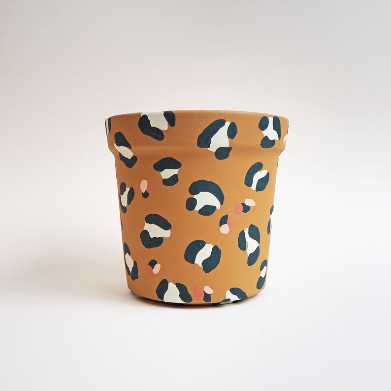 Large Leopard Print Hand Painted Plant Pot - Etsy