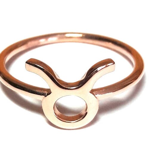 14K Solid Gold Taurus Ring / Zodiac Ring / Horoscope Ring / - Etsy