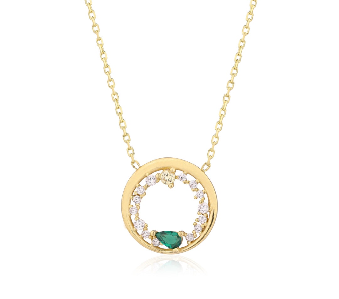 Emerald Cluster Necklace Emerald Necklace Diamond Necklace Cluster ...