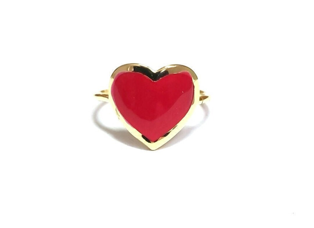 14K Solid Gold Heart Ring-gold Ring-rose Gold Ring-ring-ruby Ring-heart ...