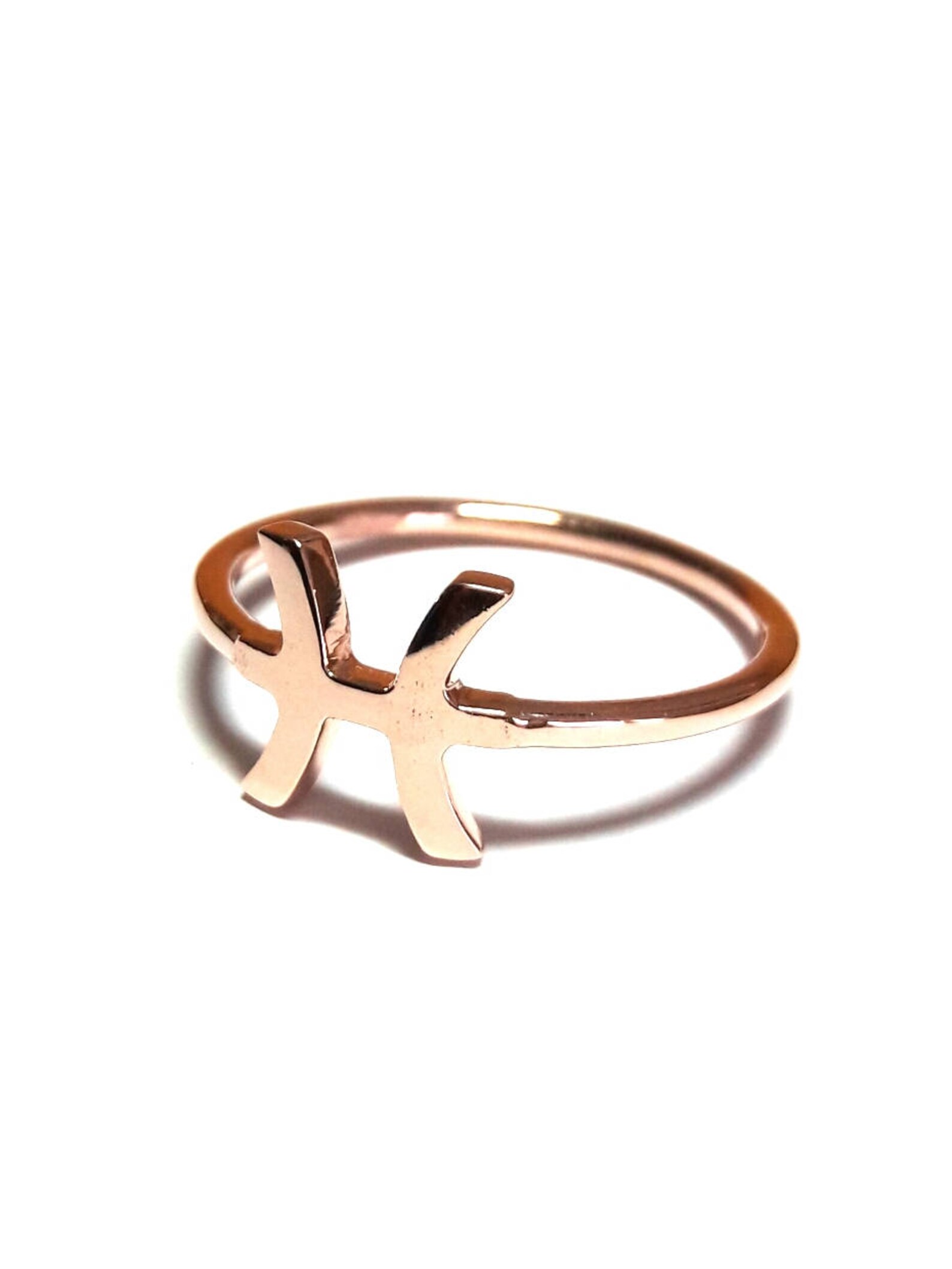 14K Solid Gold Pisces Ring / Zodiac Ring / Horoscope Ring / | Etsy