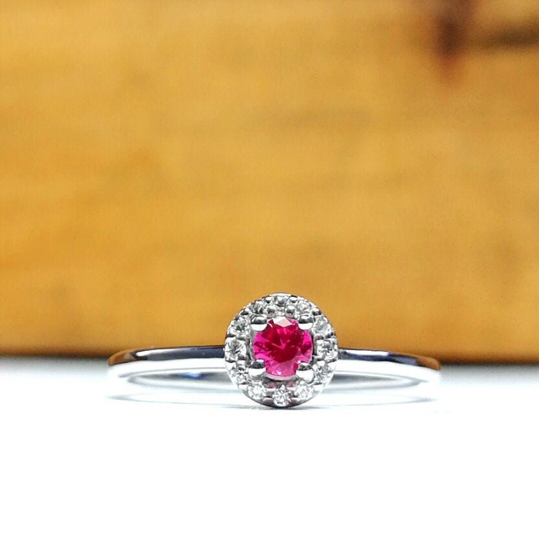 8K Solid Gold Cz Ruby Ring /diamond Ring / Gold Ring / Ruby Jewelry ...