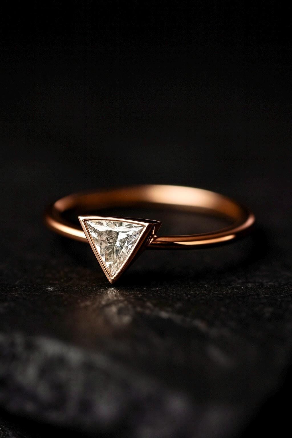 Triangle Ring / Diamond Ring / Trillion Rng / Gold Ring / Rose Gold ...