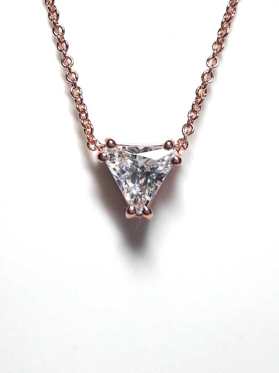 Trillion Necklace-14k Gold Trillion Necklace-solitaire | Etsy
