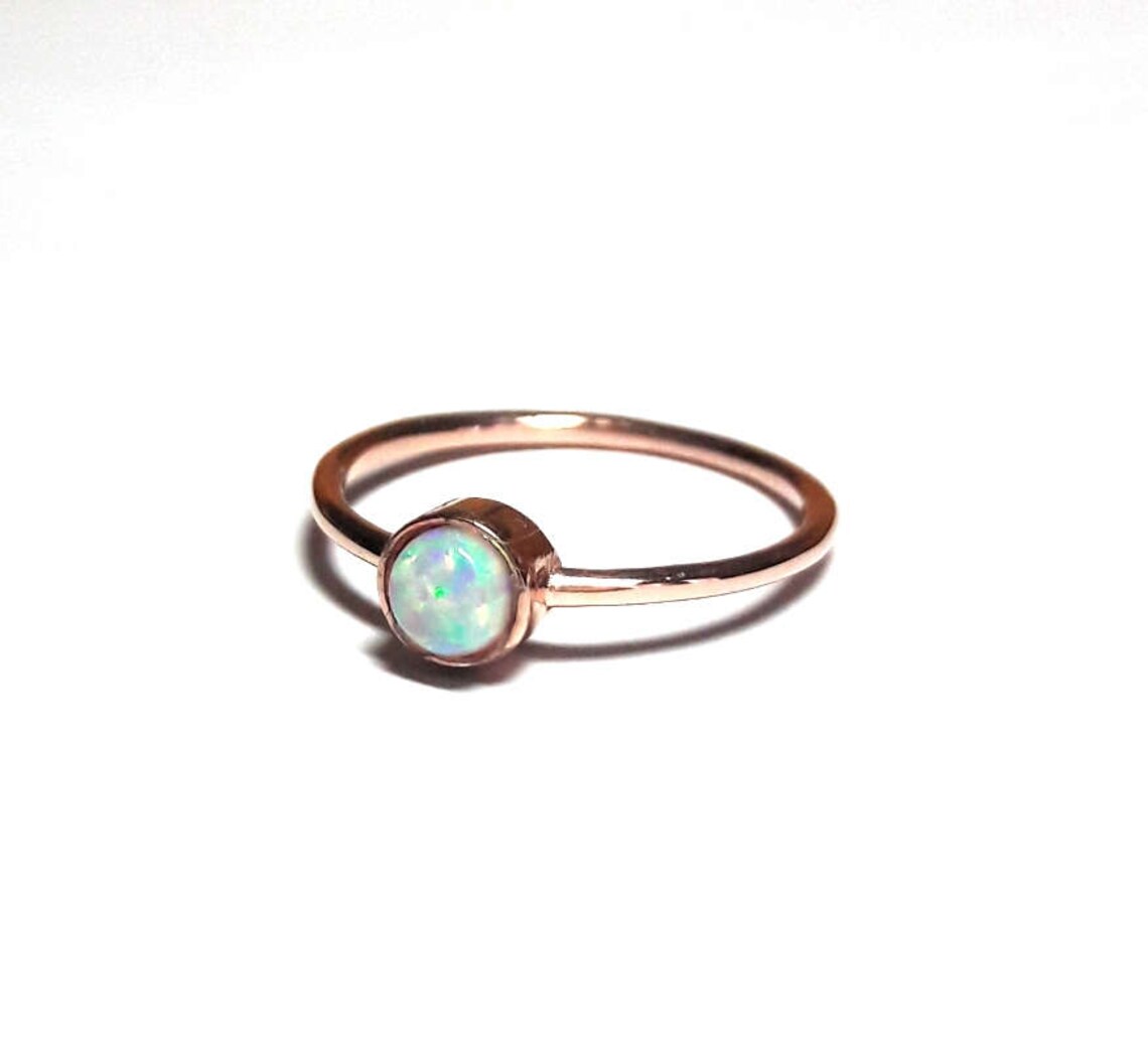 14K Solid Gold Opal Ring / Opal Ring / Gold Opal Ring / Rose | Etsy