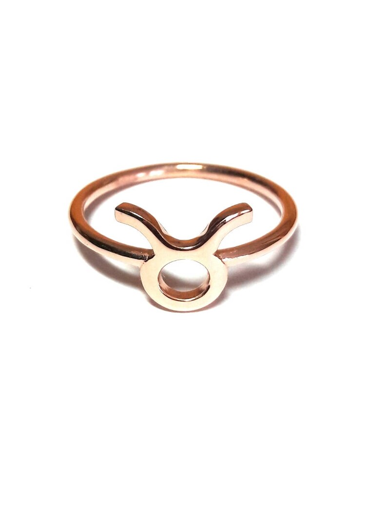 14K Solid Gold Taurus Ring / Zodiac Ring / Horoscope Ring / - Etsy