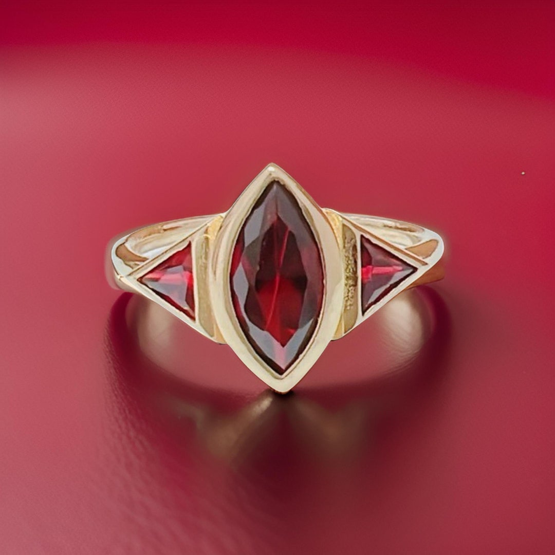 Marquise Ruby Ring / Ruby Ring / Triangle Ring / Marquise Ring / Gold ...