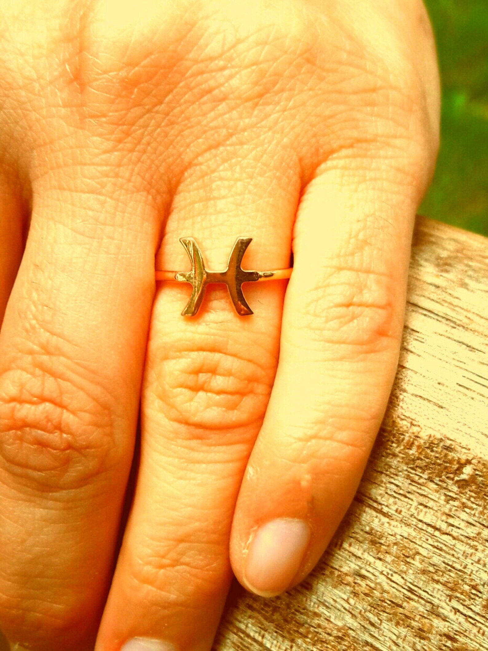 14K Solid Gold Pisces Ring / Zodiac Ring / Horoscope Ring / | Etsy