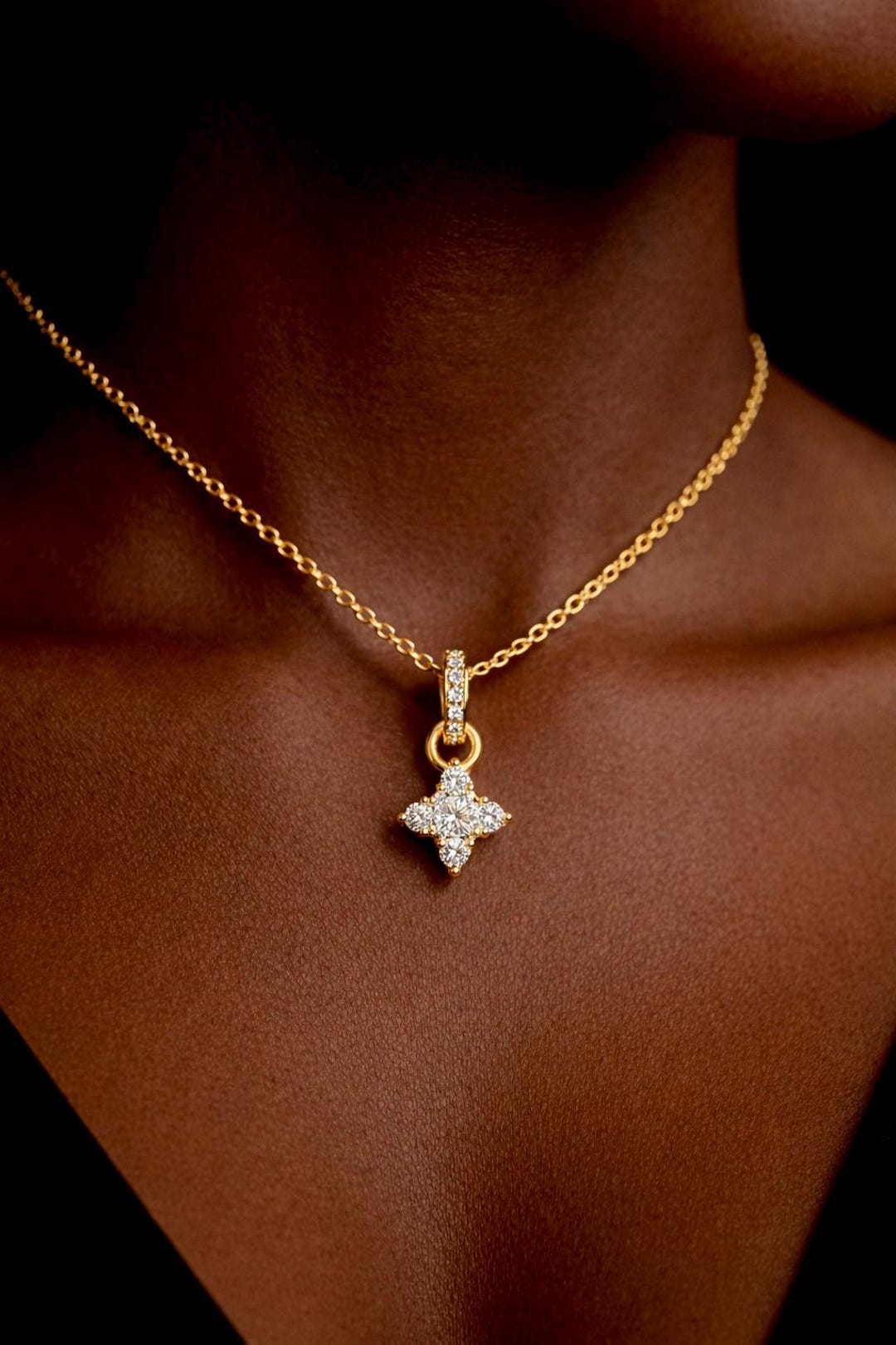 14K Gold CVD Diamond Pendant Necklace - Etsy