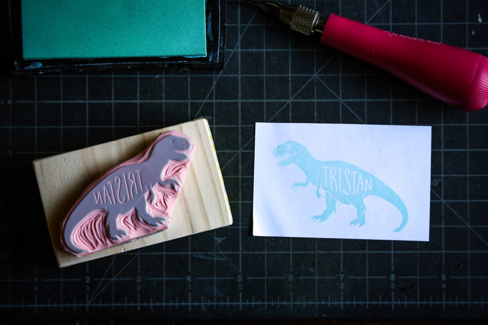 Personalized T-rex Name Stamp | Etsy