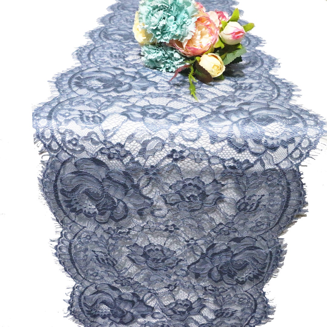 Dusty Blue Lace Table Runner Wedding Decor 12inch /30cm Wide Dusty Blue ...