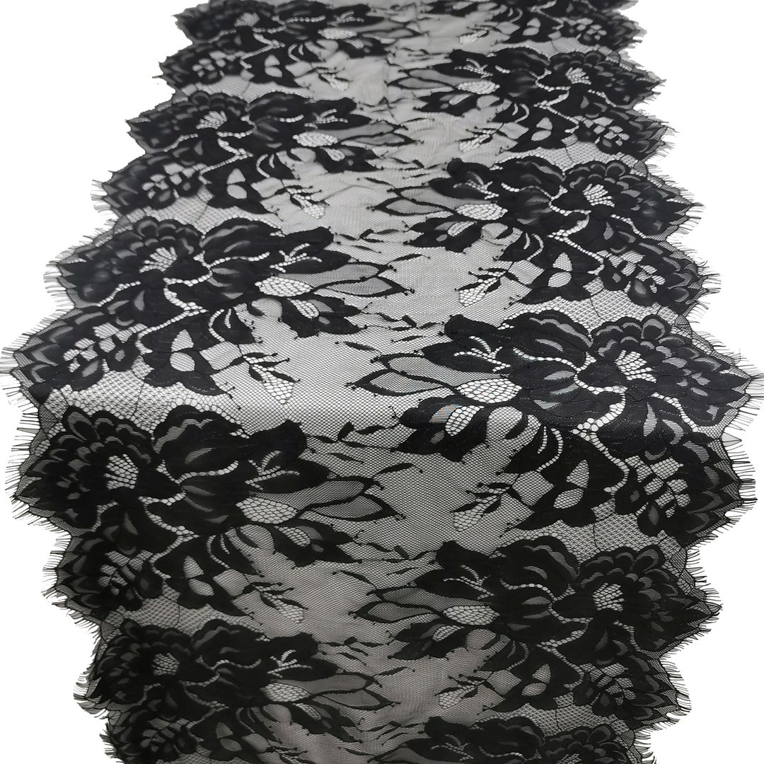 Extra Wide Table Runner Black Table Runner 16" Wide Black Lace Runner ...