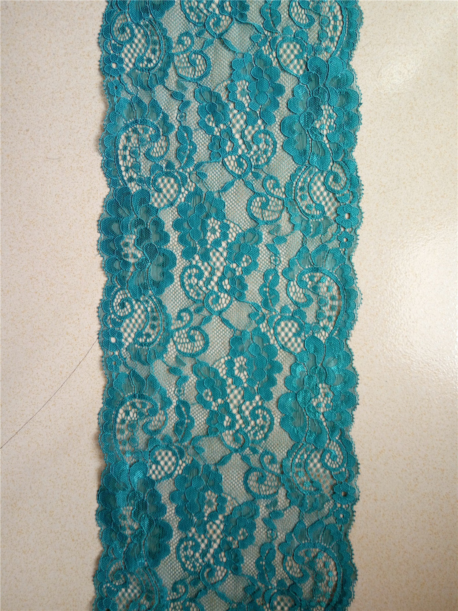 Teal Lace Table Runner, 7", Teal Green Lace Runner , Lace Table Runner ...