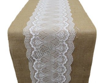 Farmhouse Table Runner Rustic Wedding Burlap Table Decor - Etsy