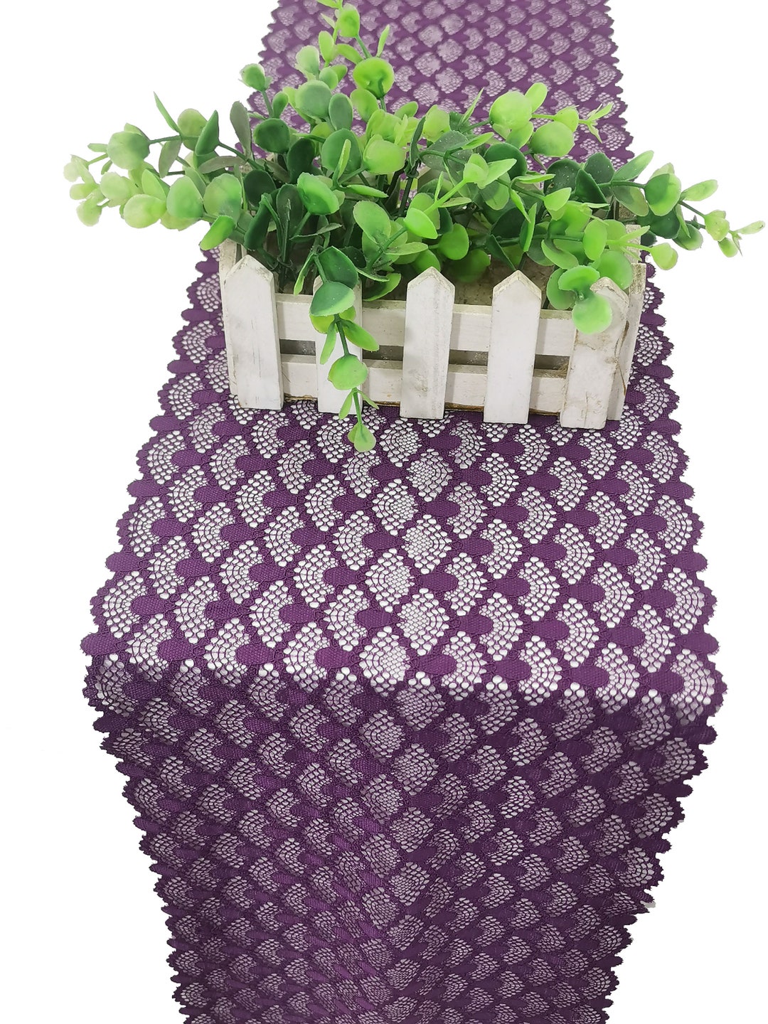 Eggplant Purple Lace Table Runner, 8 Wide, Purple Table Runner,purple Lace Table Runner for ...