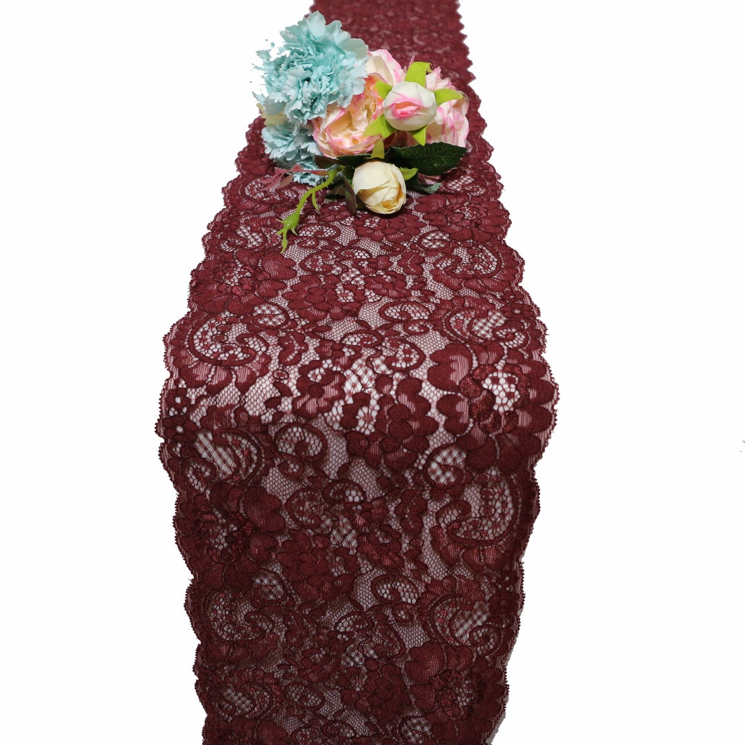 Valentine's Day Table Runner Wine Red Lace Table Runner 17 Cm Wide ...