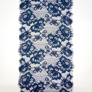 7-10ft Navy Blue Lace Runner, 9" Wide , Lace Table Runner, Wedding ...