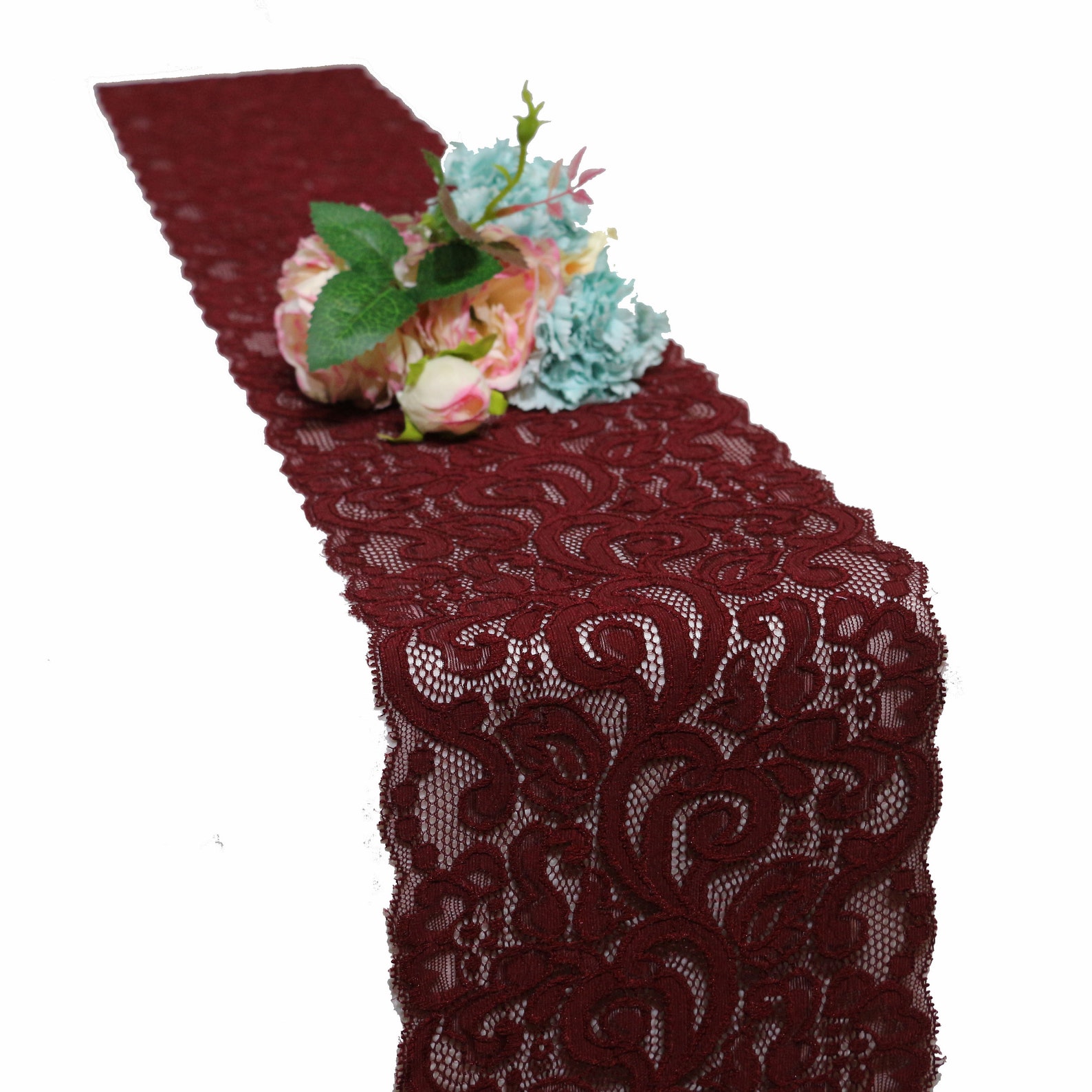 Burgundy Lace Runner/burgundy Lace Table Runner/burgundy Lace - Etsy