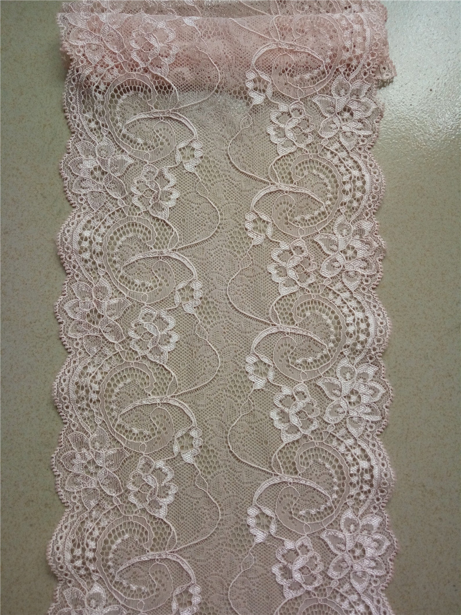 Blush Lace Runner 7inch Wide wedding Table Runner Lace - Etsy
